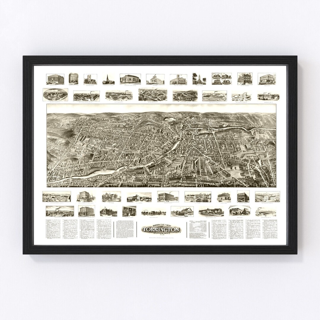 Torrington Map 1907 Old Map of Torrington Connecticut Art Vintage Print ...