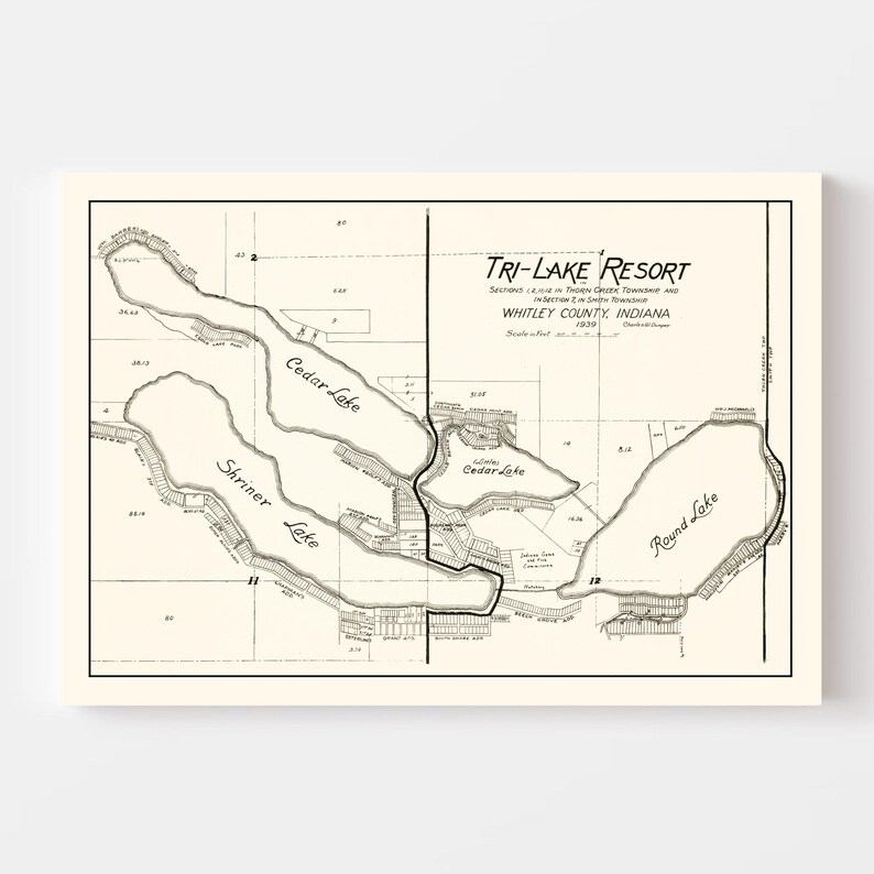 Tri-lake Resort Map 1939, Vintage Tri-lake Resort Map, Old Tri-lake ...