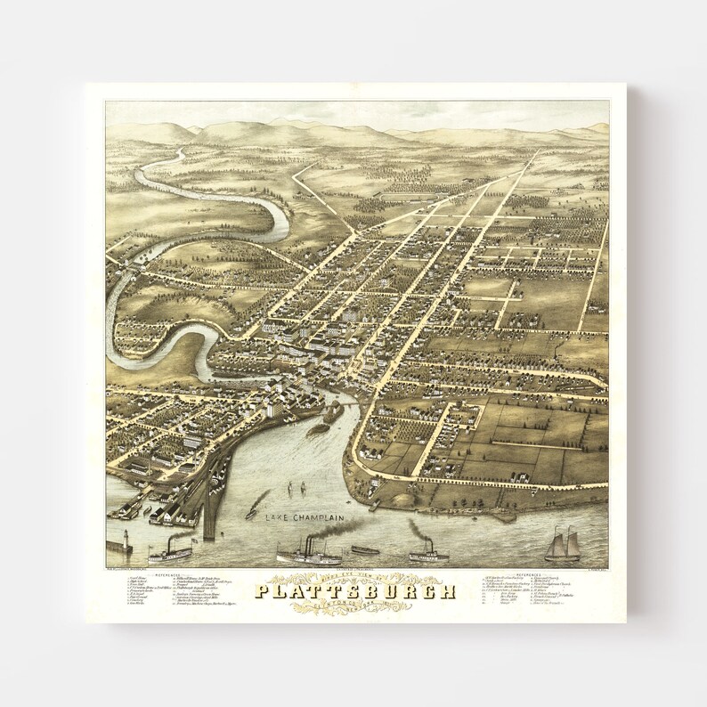 Plattsburgh Map 1877 Old Map of Plattsburgh New York Art - Etsy