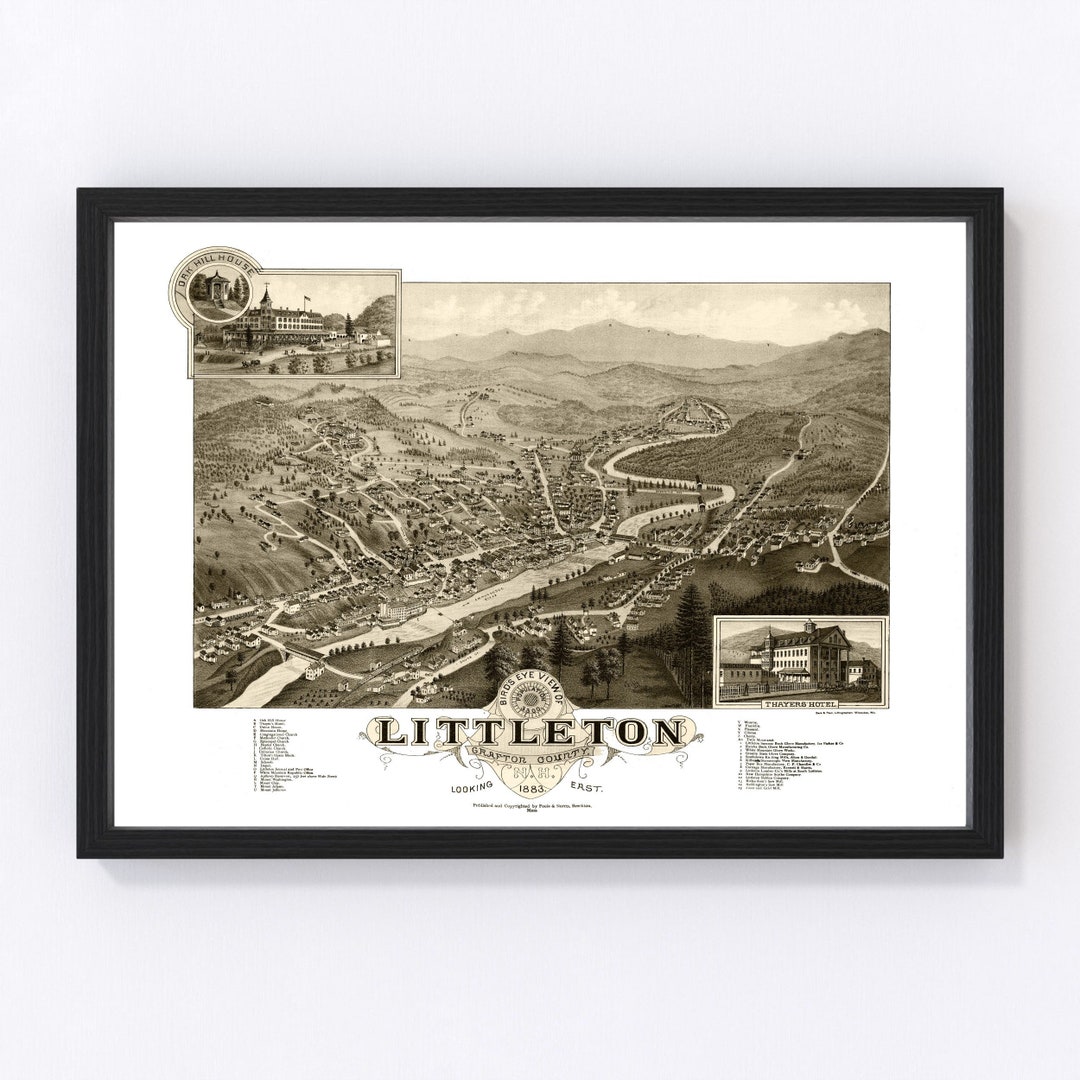 Littleton Map 1883, Vintage Littleton Map, Old Littleton New Hampshire ...