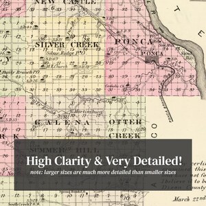 Dixon County NE Map 1885 Old Map of Ponca Nebraska Art Vintage Print ...