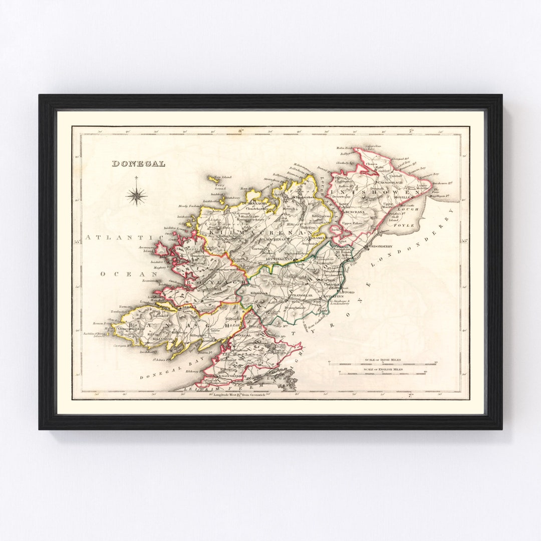 Donegal County Ireland Map 1846 - Old Map of Donegal County Ireland ...