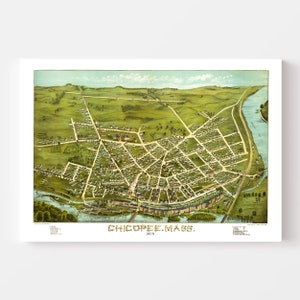 Chicopee Map 1878, Vintage Chicopee Map, Old Chicopee Massachusetts Art ...