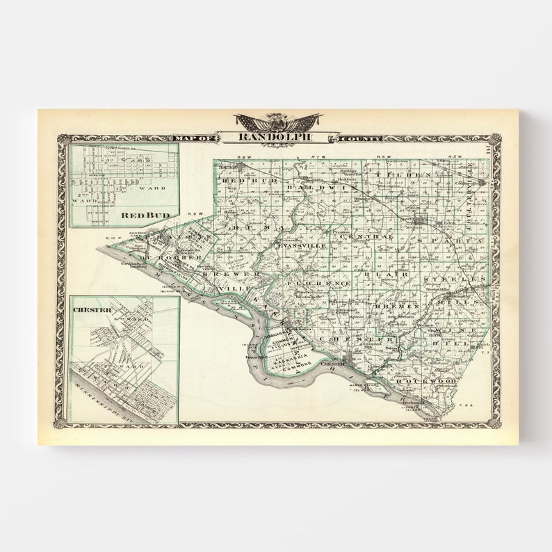 Randolph County Map 1876, Vintage Randolph County Map, Old Randolph ...