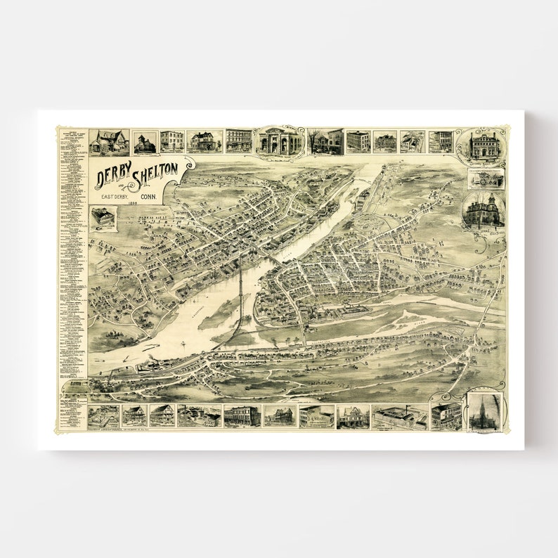 Derby Map 1898 Old Map of Derby Connecticut Art Vintage - Etsy