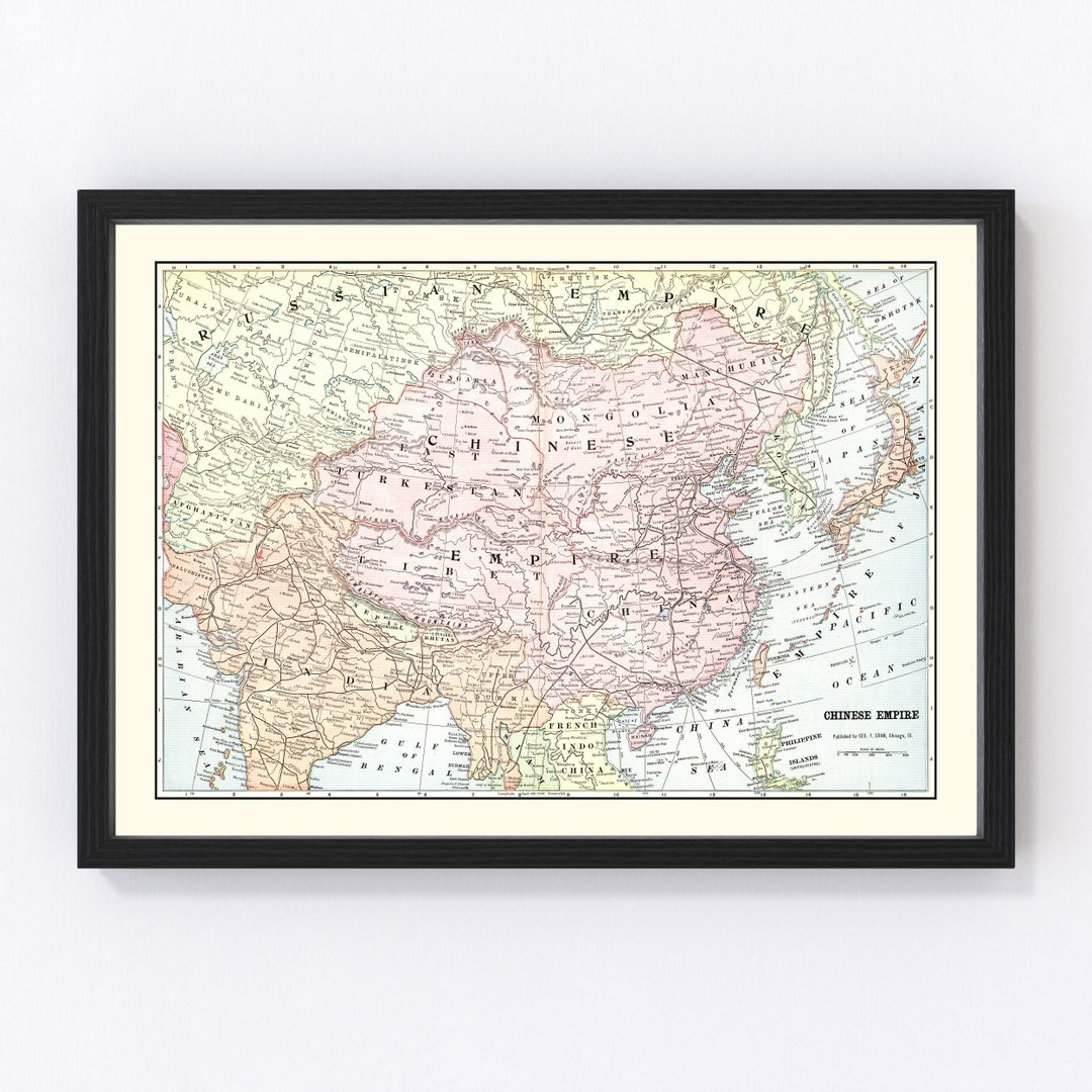 China Map 1901, Vintage China Map, Old China Art, Wall Art Gift for ...
