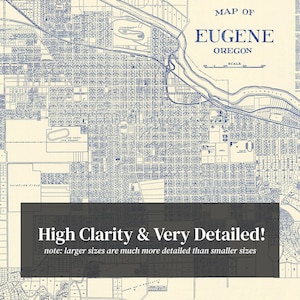 Eugene Map 1920 Old Map of Eugene Oregon Art Vintage Print Framed ...
