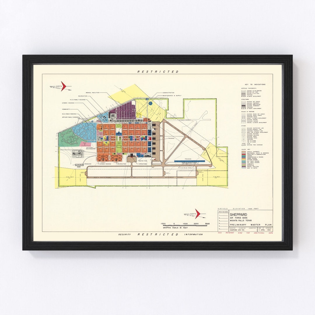 Sheppard Air Force Base Vicinity Map 1952, Vintage Sheppard Air Force ...
