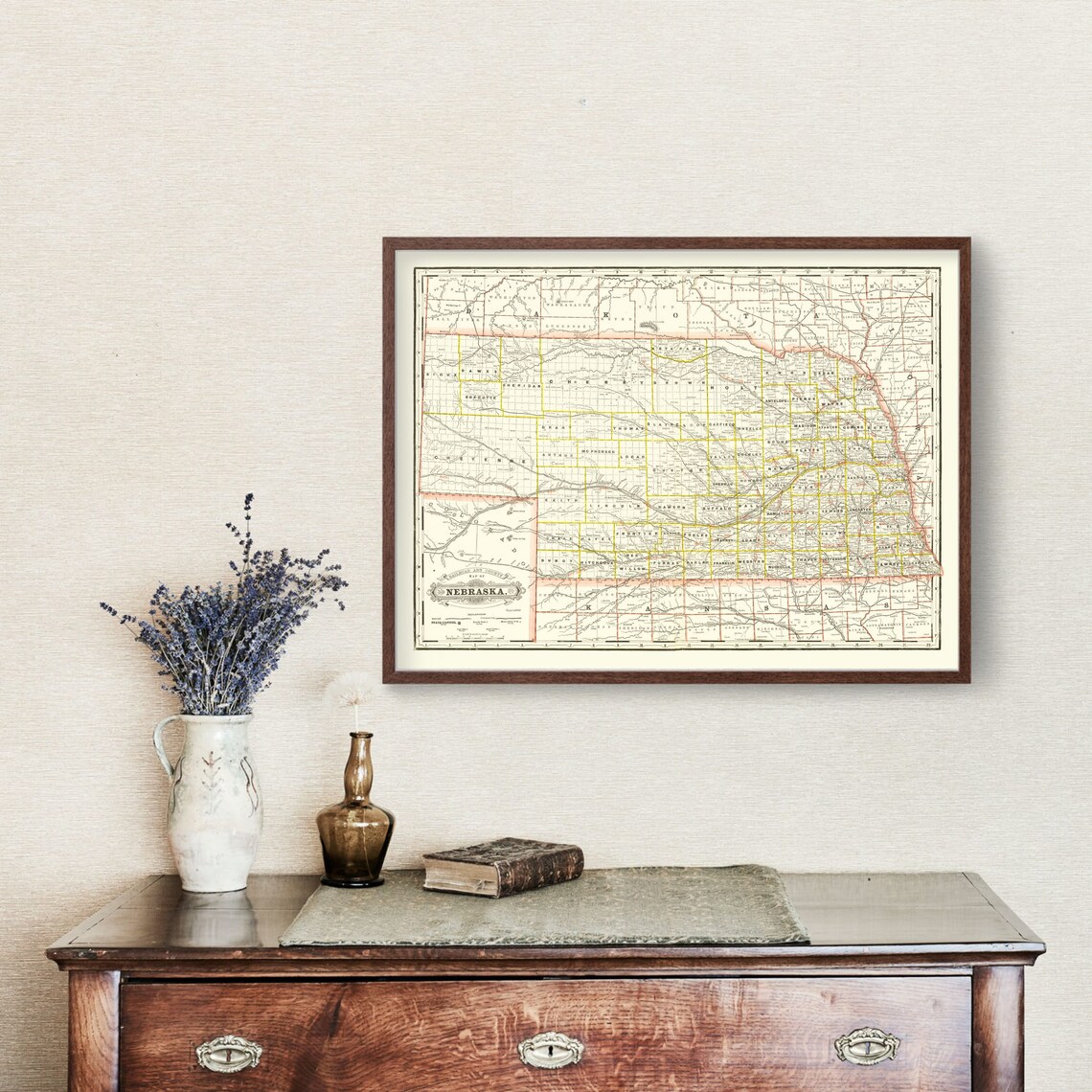 Nebraska Railroad Map 1888 Old Railroad Map of Nebraska Art - Etsy