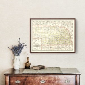 Nebraska Railroad Map 1888 Old Railroad Map of Nebraska Art Vintage ...