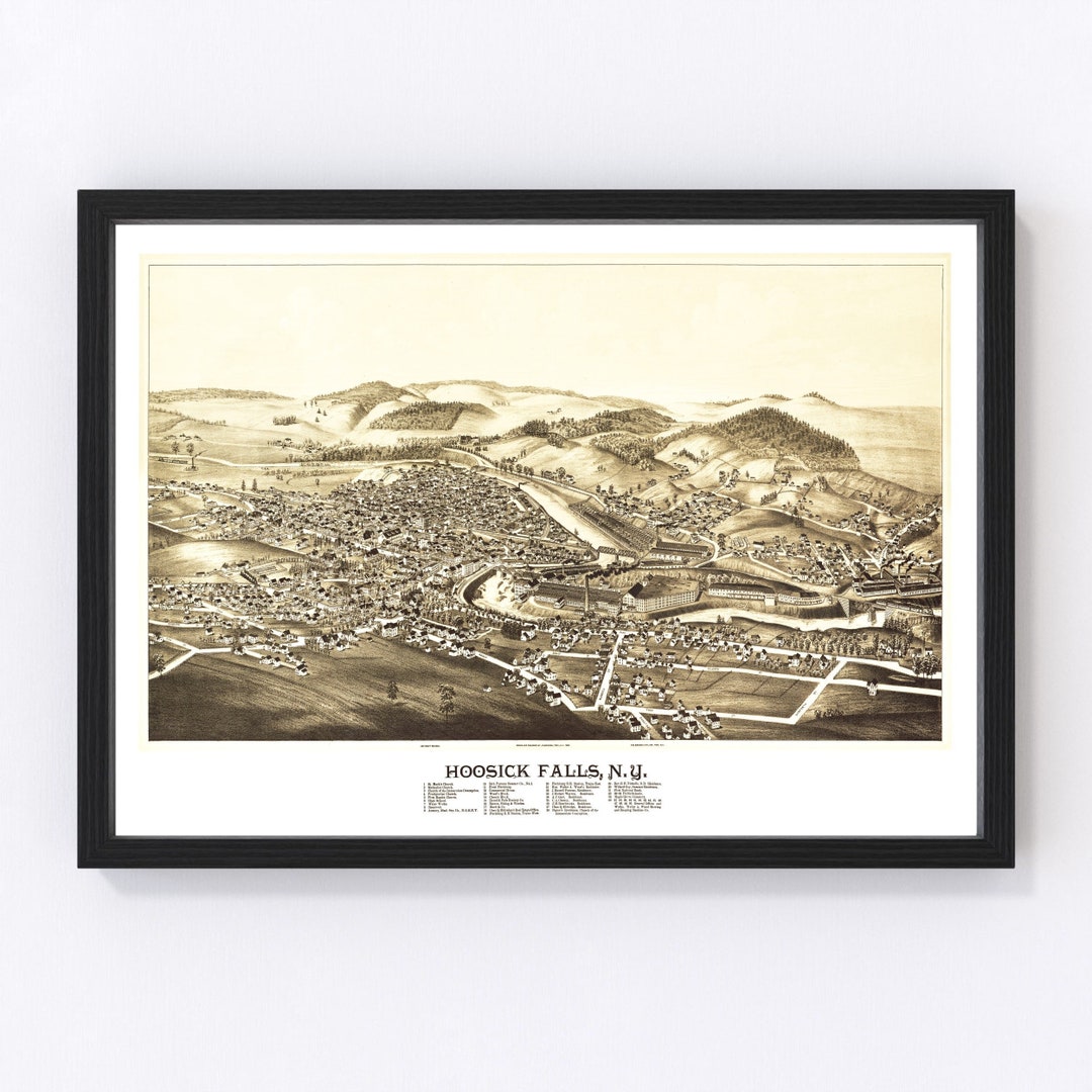 Hoosick Falls Map 1889, Vintage Hoosick Falls Map, Old Hoosick Falls ...