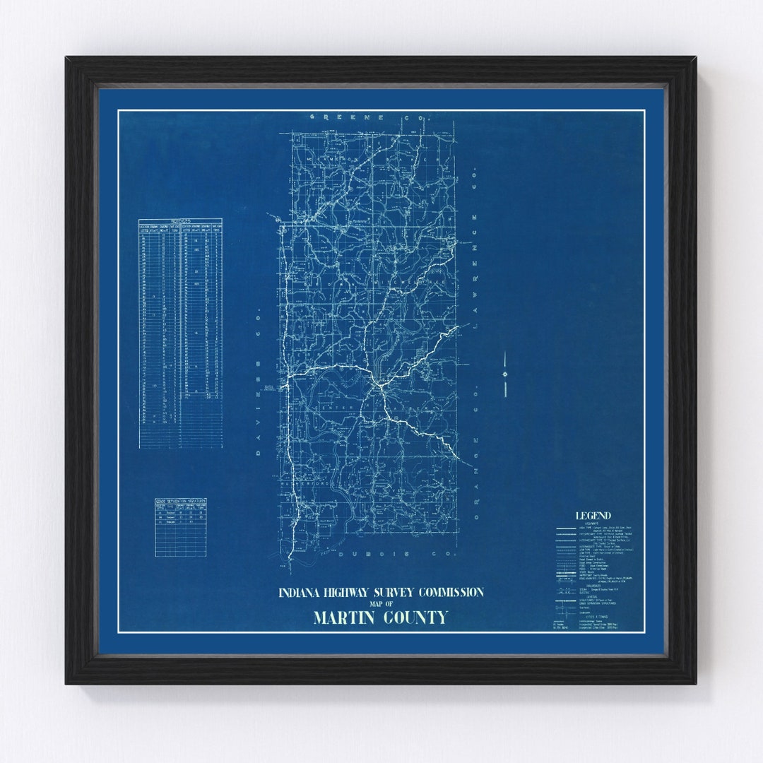 Martin County Map 1936, Vintage Martin County Map, Old Martin County ...