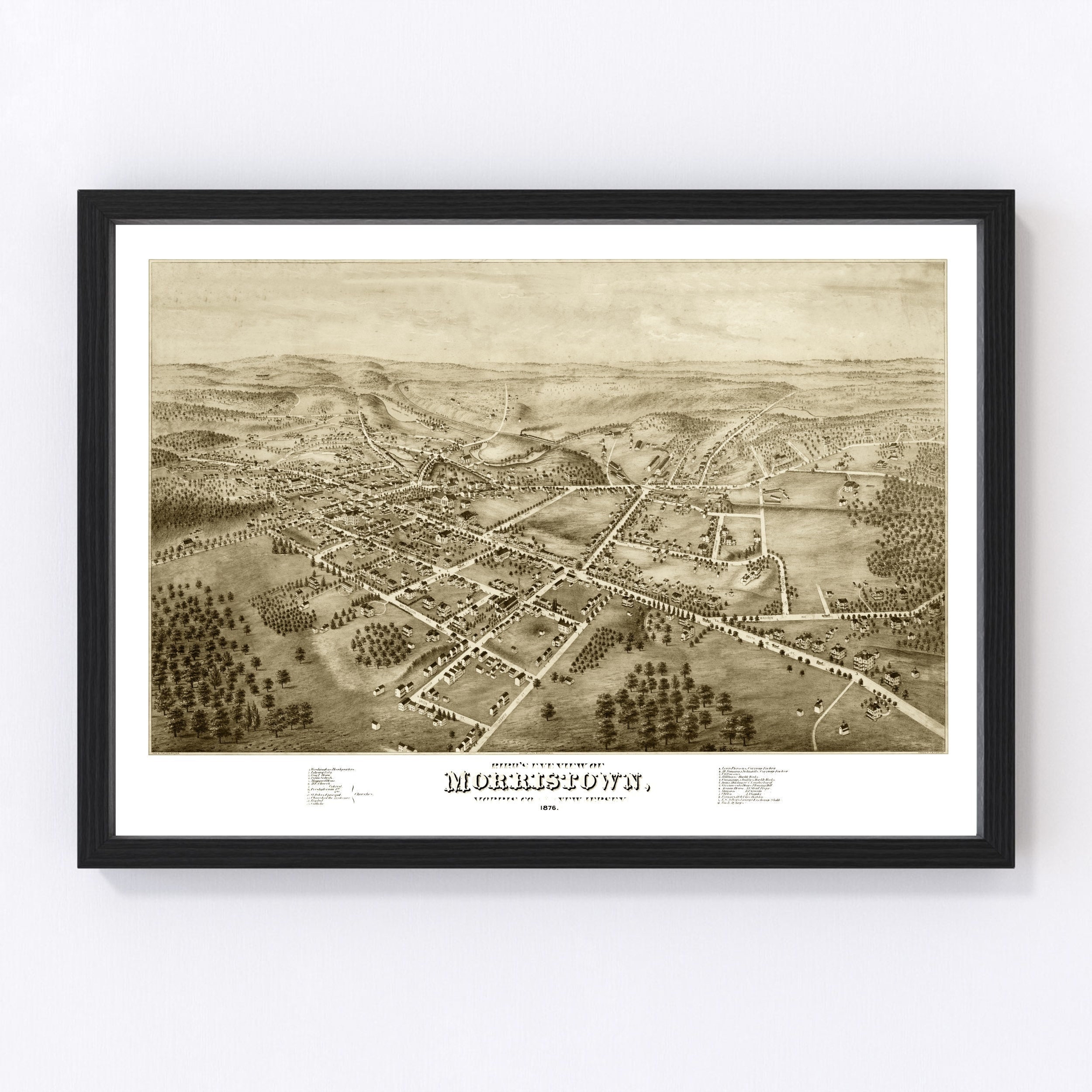 Morristown Map 1876 Old Map of Morristown New Jersey Art - Etsy