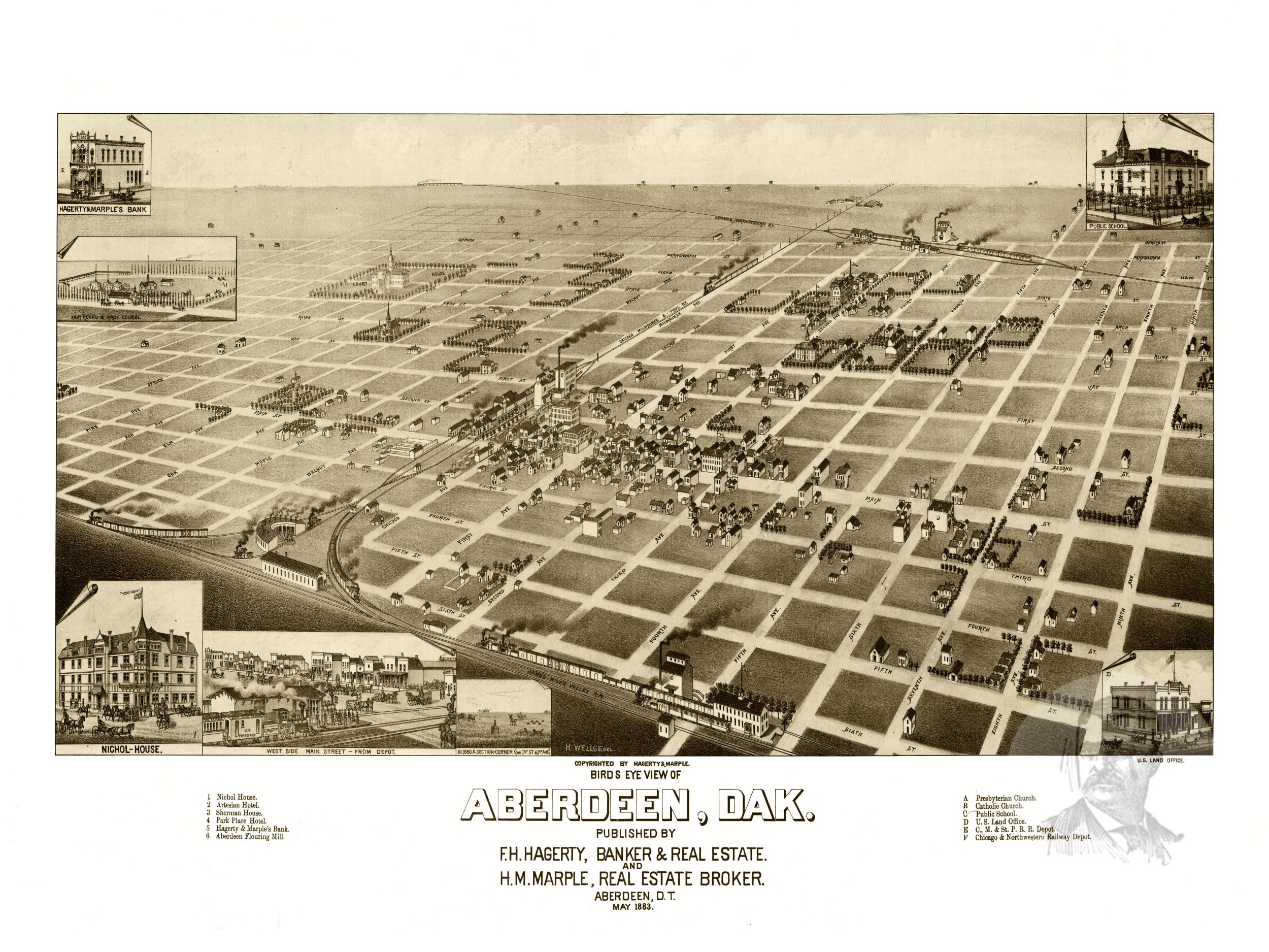 Aberdeen South Dakota Vintage Map From 1883 Old City Map | Etsy Australia