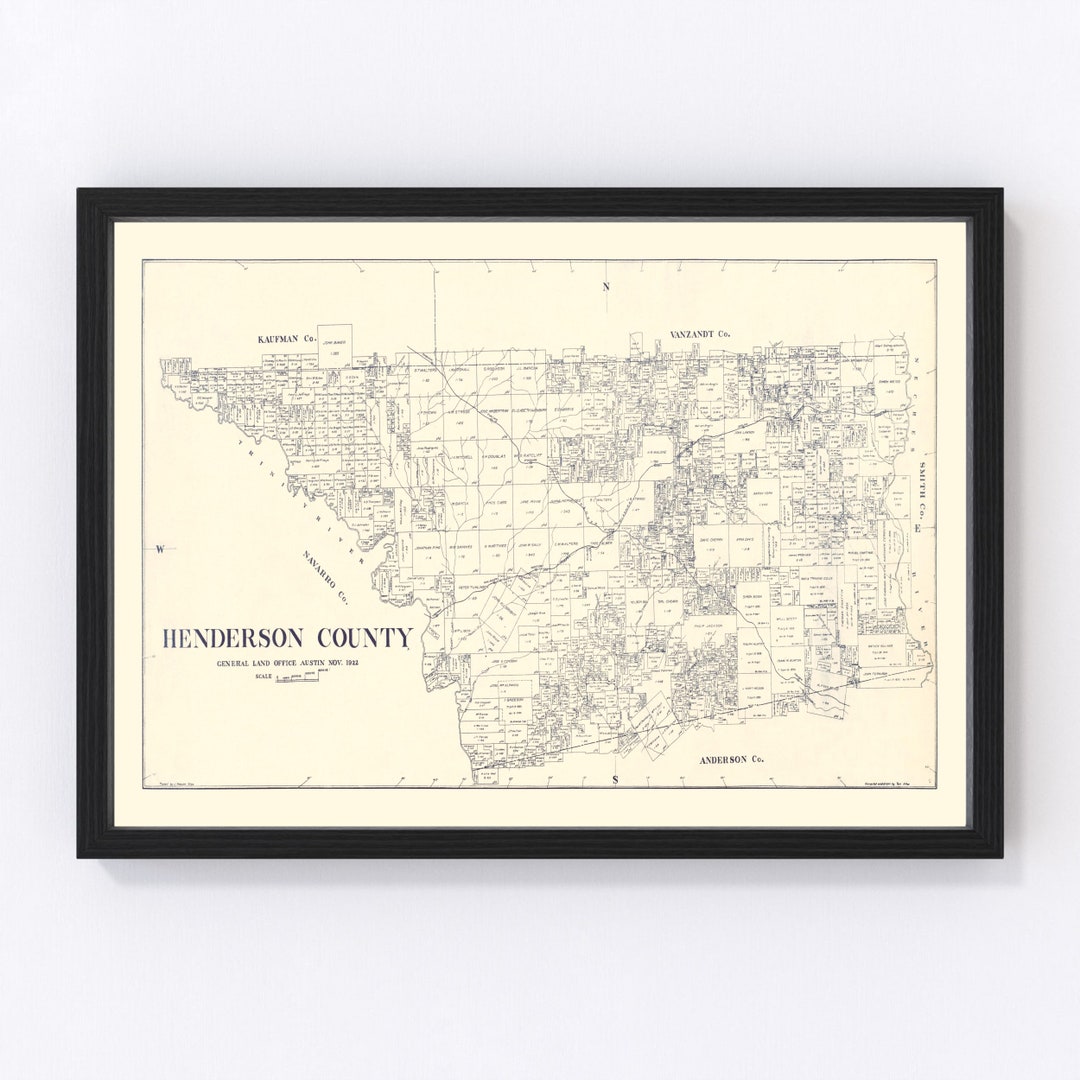 Henderson County Map 1922, Vintage Henderson County Map, Old Henderson ...