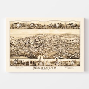 Needham Map 1887 - Old Map of Needham Massachusetts Art Vintage Print ...