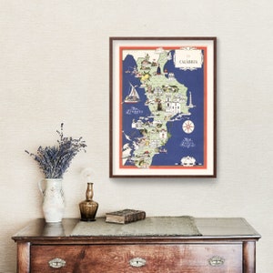 Calabria Italy Map 1938 - Old Map of Calabria Italy Italy Art Vintage ...