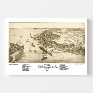 Cedar Key Map 1884 - Old Map of Cedar Key Florida Art Vintage Print ...