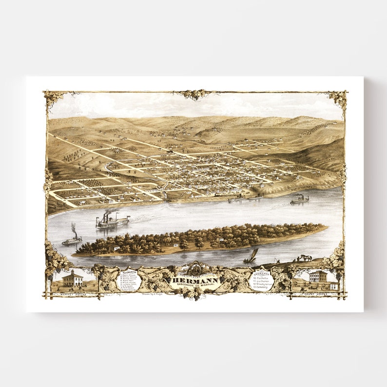 Hermann Map 1869 Old Map of Hermann Missouri Art Vintage - Etsy
