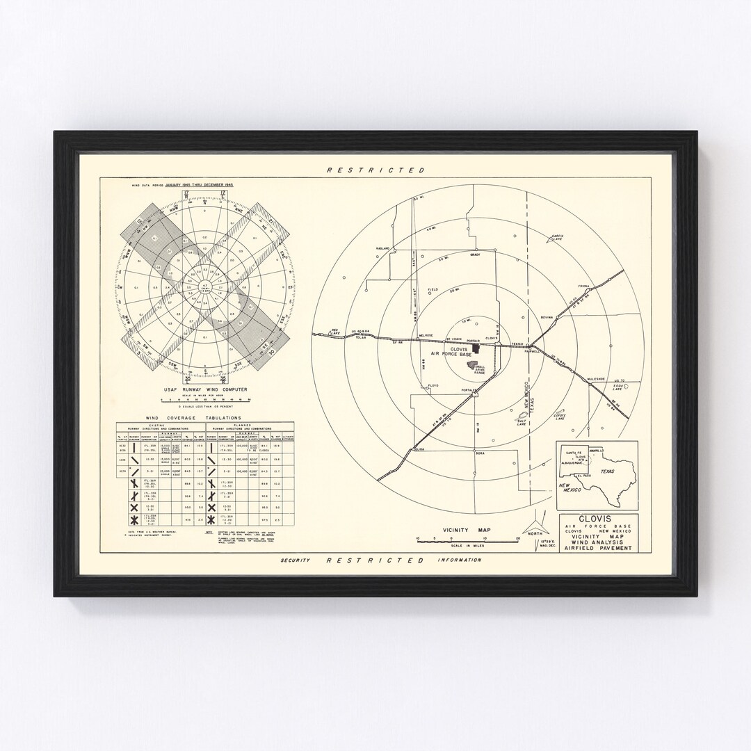 Donaldson Air Force Base Map 1952, Vintage Donaldson Air Force Base Map ...