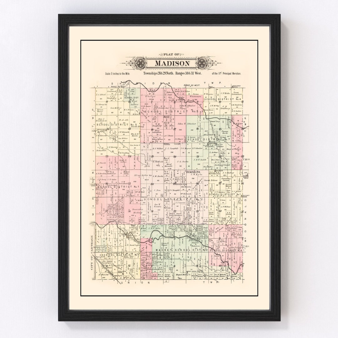 Madison MO Map 1895 Old Map of Madison Township Missouri Art Vintage ...