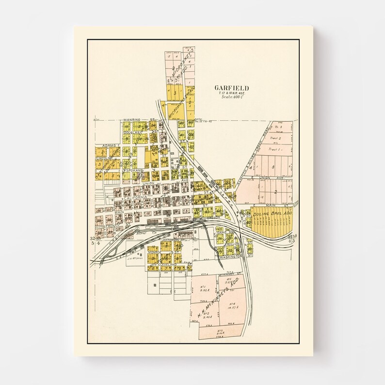 Garfield Map 1910, Vintage Garfield Map, Old Garfield Washington Art ...