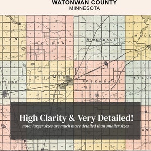 Watonwan County MN Map 1907 Old Map of Minnesota Art Vintage Print ...