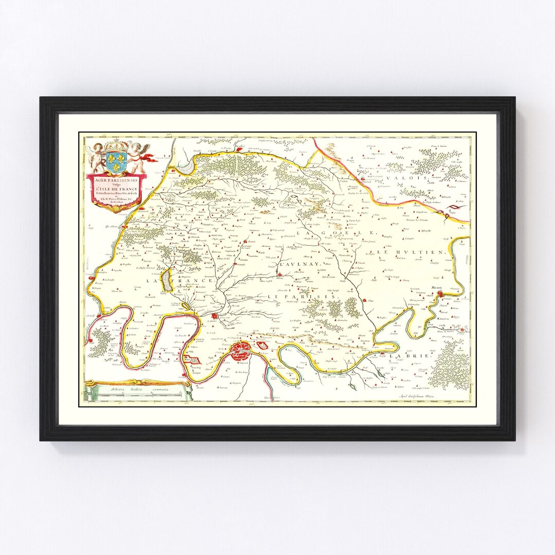 Paris Map 1665, Vintage Paris Map, Old Paris Art, Wall Art Gift for ...