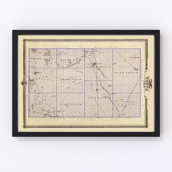 Worth County IA Map 1875 Old Map of Northwood Iowa Art - Etsy Italia