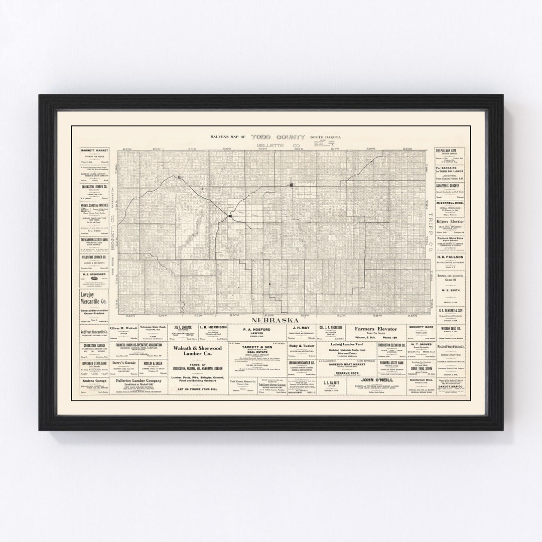 Todd County Map 1925, Vintage Todd County Map, Old Todd County South ...