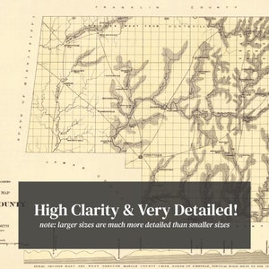 Marion County AL Map 1878 Old Map of Alabama Art Vintage Print Framed ...