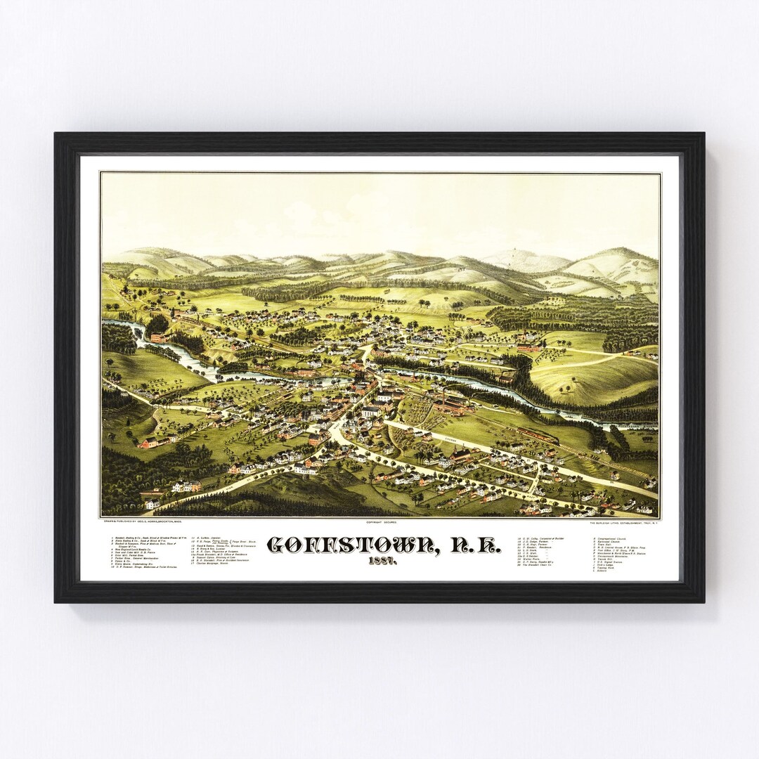 Goffstown Map 1887 Old Map of Goffstown New Hampshire Art Vintage Print ...