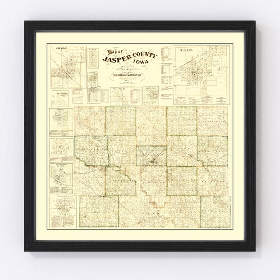 Jasper County Iowa Map 1871 Old Map of Jasper County Iowa - Etsy