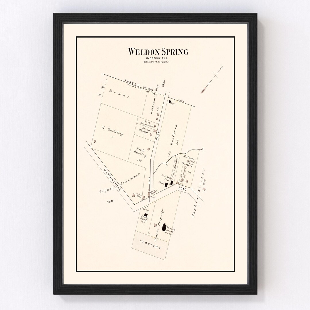 Weldon Spring Map 1905, Vintage Weldon Spring Map, Old Weldon Spring ...