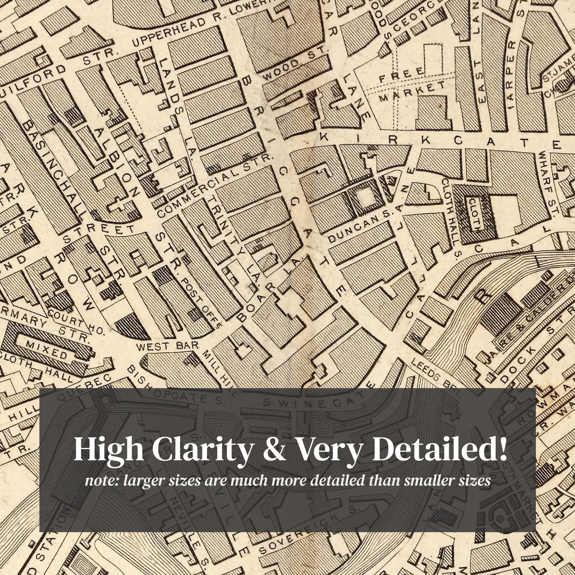 Leeds Map 1851 Old Map of Leeds United Kingdom Art Vintage - Etsy UK