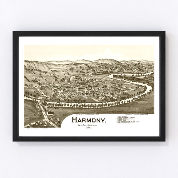 Harmony Map 1901 Old Map of Harmony Pennsylvania Art Vintage - Etsy