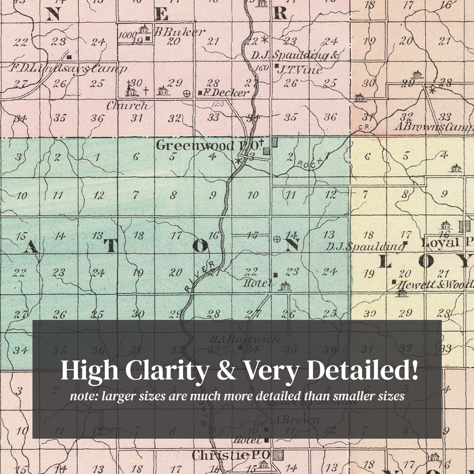Clark County WI Map 1878 Old Map of Neillsville Wisconsin - Etsy