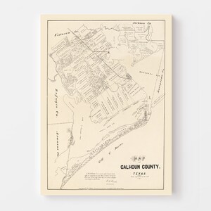Calhoun County Texas Map 1879 Old Map of Calhoun County Texas Art ...