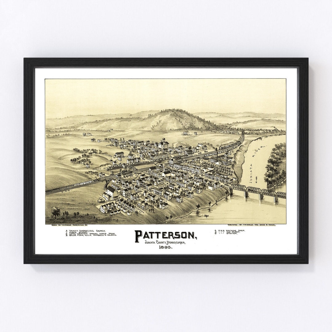 Patterson Map 1895, Vintage Patterson Map, Old Patterson Pennsylvania ...