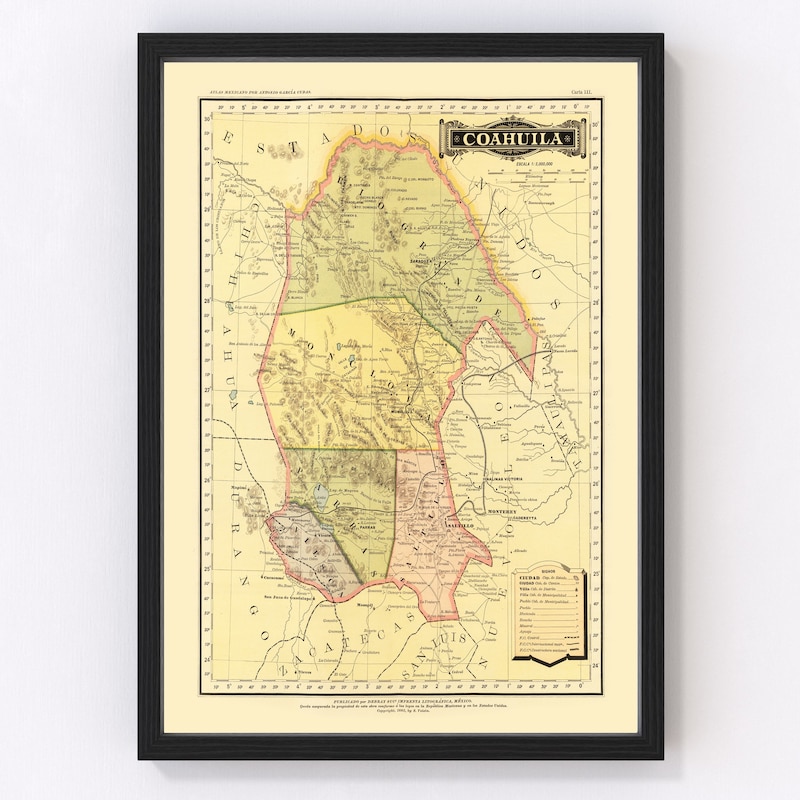 Maps of Coahuila Mexico - Etsy