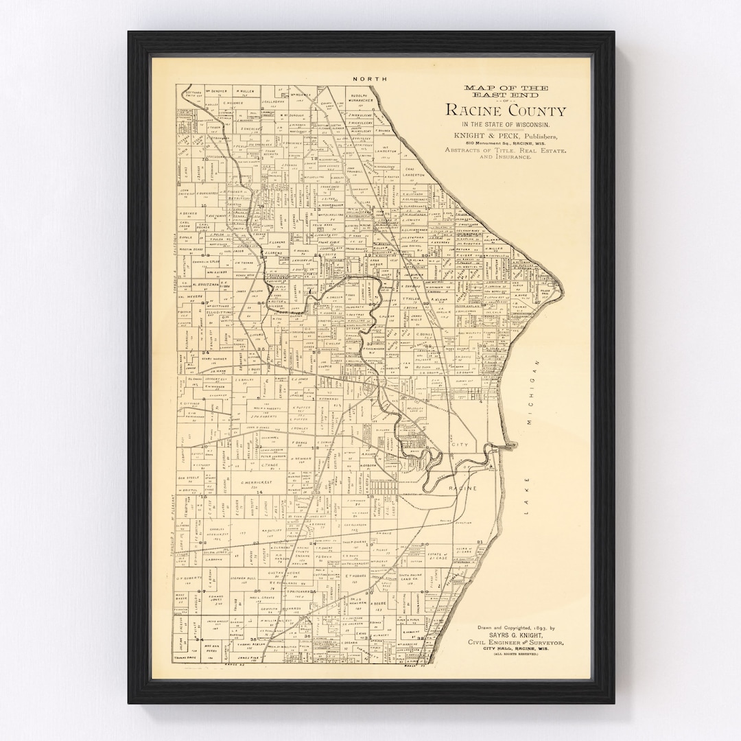 Racine County Wisconsin Map 1893 - Old Map of Racine County Wisconsin ...