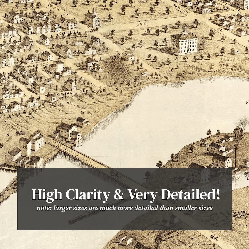 Appleton Map 1867 - Old Map of Appleton Wisconsin Art Vintage Print ...