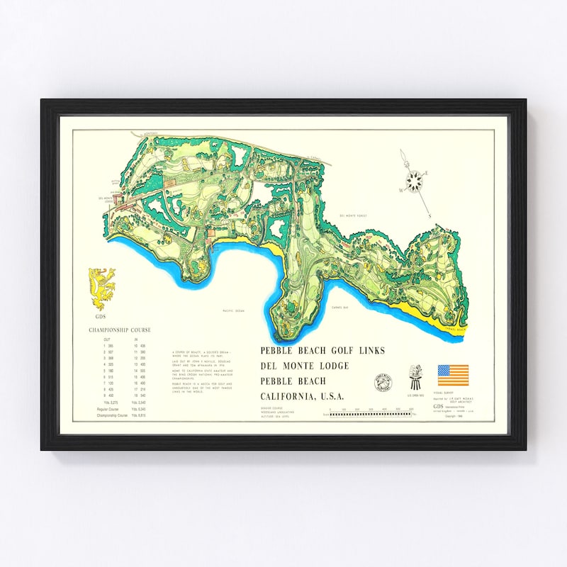 Vintage Pebble Beach Map - Etsy