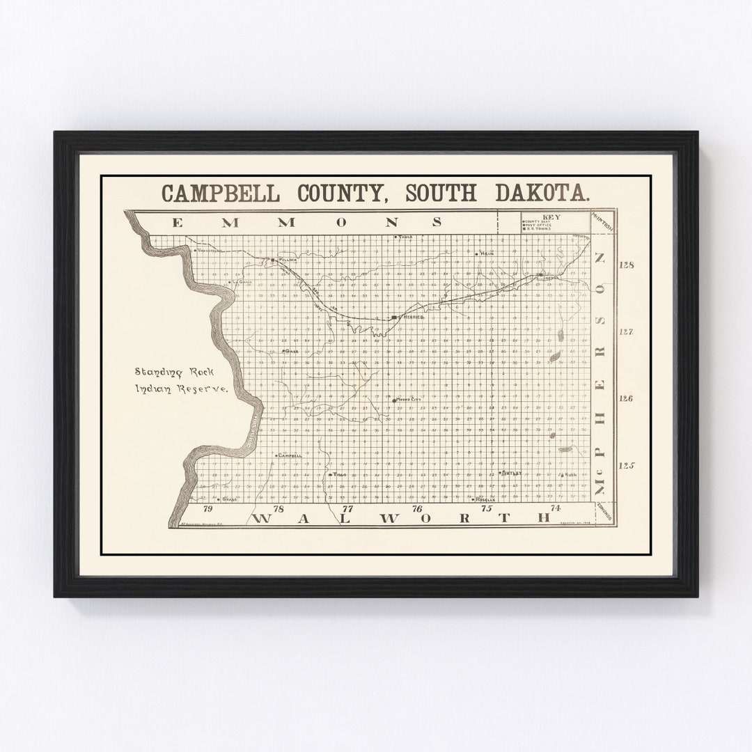 Campbell County Map 1908, Vintage Campbell County Map, Old Campbell ...