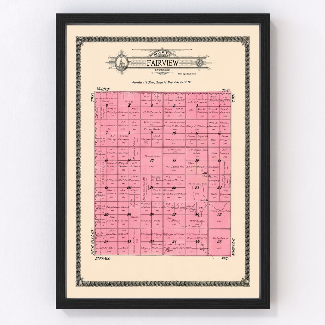 Fairview SD Map 1916 Old Map of Fairview Township South - Etsy