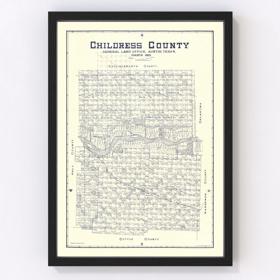 Childress County Map 1921, Vintage Childress County Map, Old Childress ...