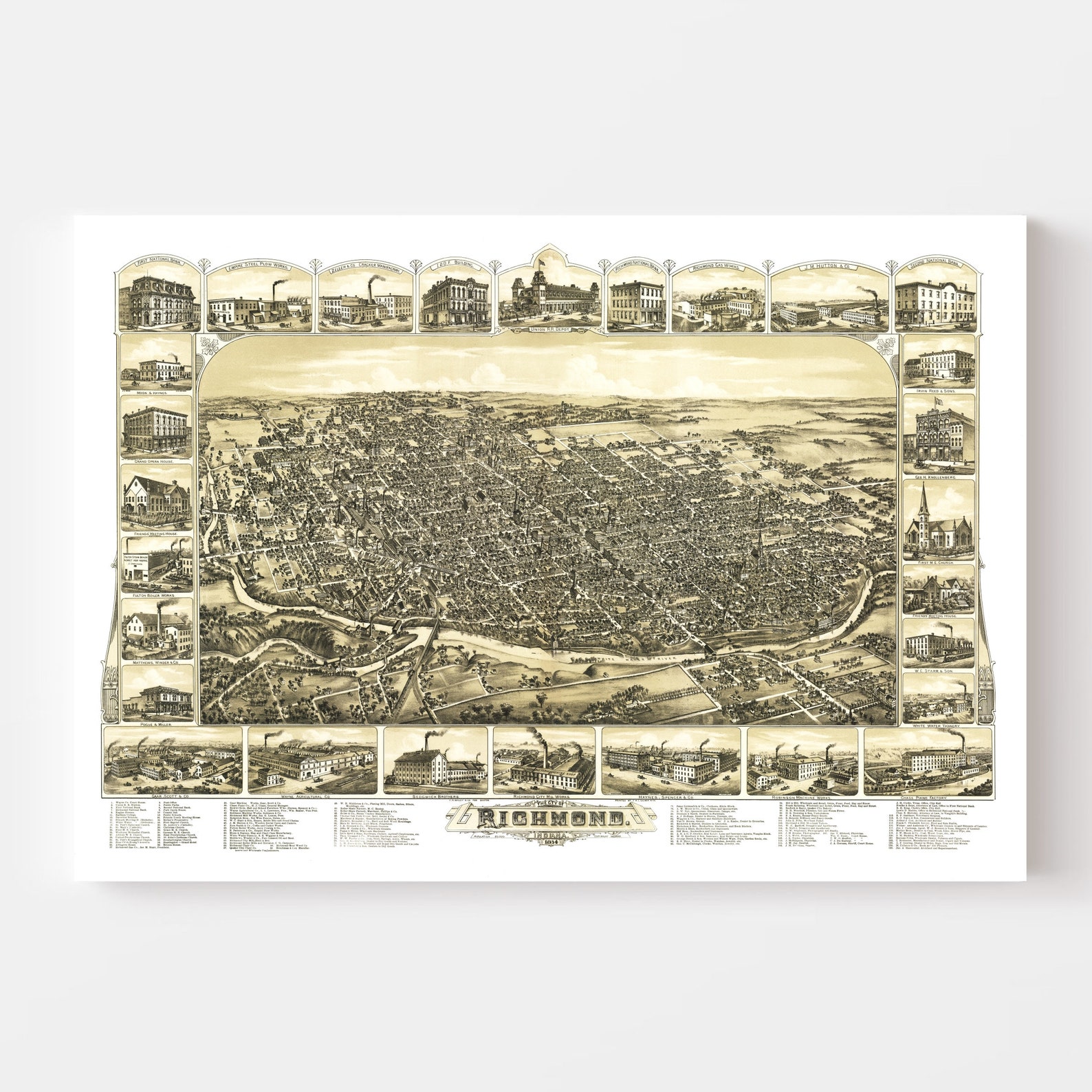 Richmond Map 1884 Old Map of Richmond Indiana Art Vintage - Etsy