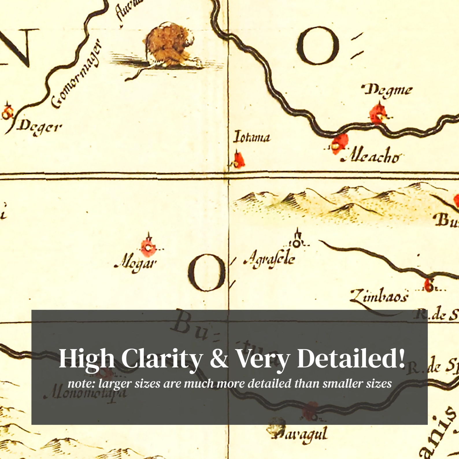 Southern Ethiopia Map 1665 Old Map of Southern Ethiopia - Etsy