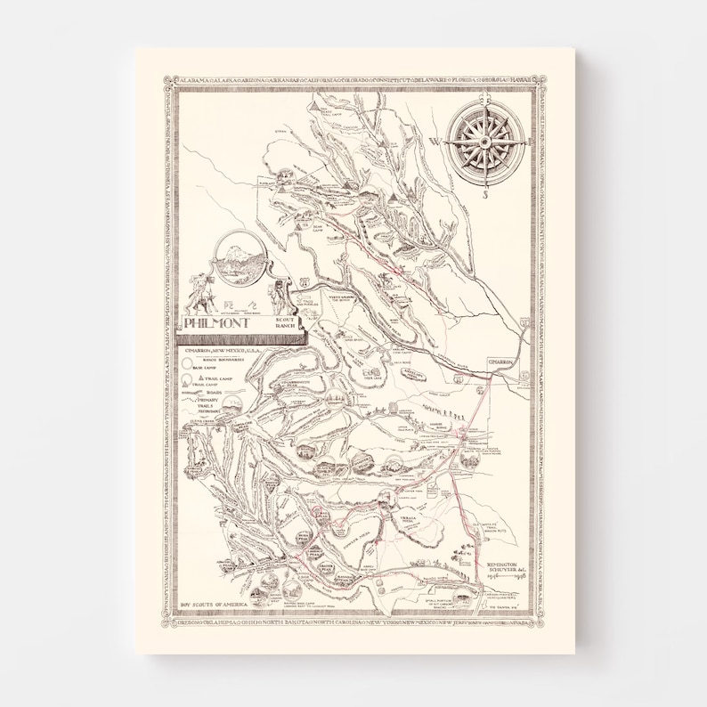 Philmont Scout Ranch Map 1948 - Old Map of Philmont Scout Ranch Boy ...