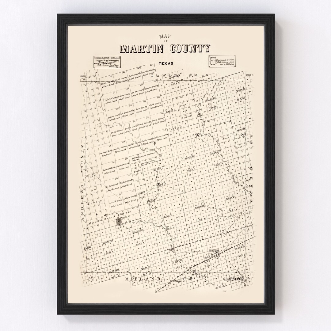 Martin County Map 1894, Vintage Martin County Map, Old Martin County ...